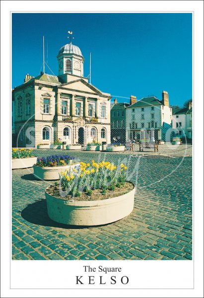 Square - Kelso, and Town house Postcard (V SG)